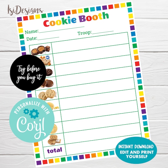 Editable Girl Scout Booth Tally Sheet, Instant Download, Inventory ...