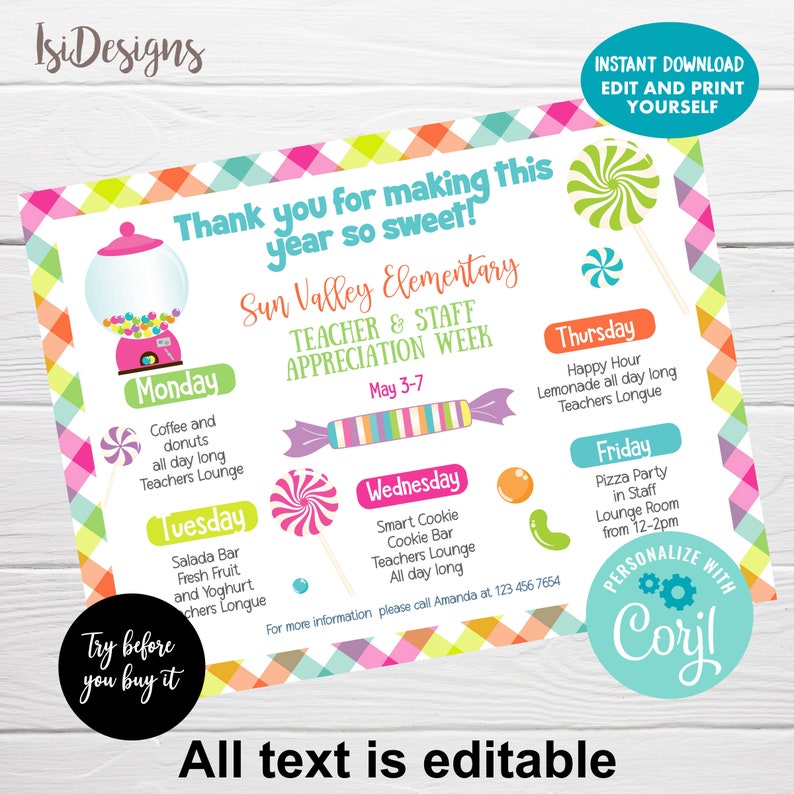 Teacher Appreciation Week Flyer Instant Download Editable - Etsy