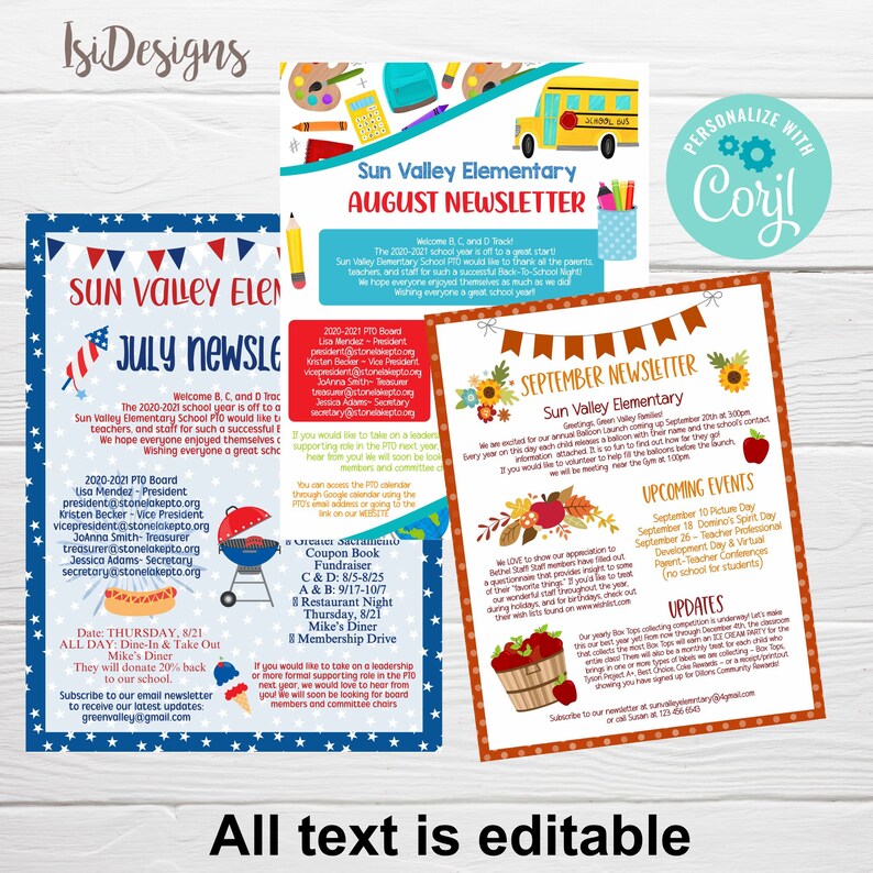 Yearly Newsletter Editable Template PTO PTA Newsletter - Etsy