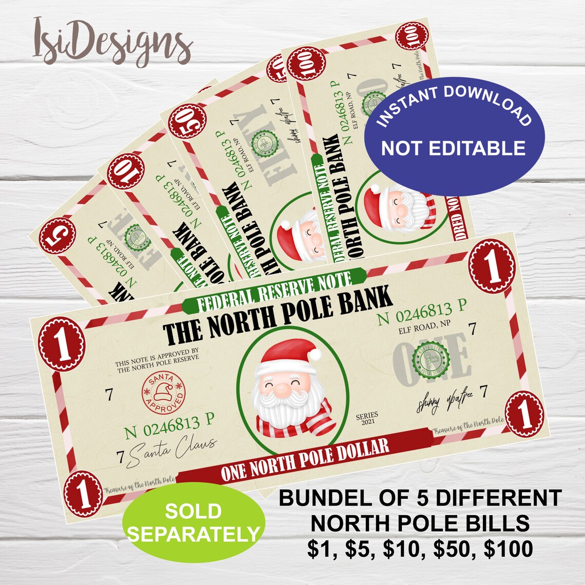 Printable North Pole Money Instant Download Holiday Santa | Etsy