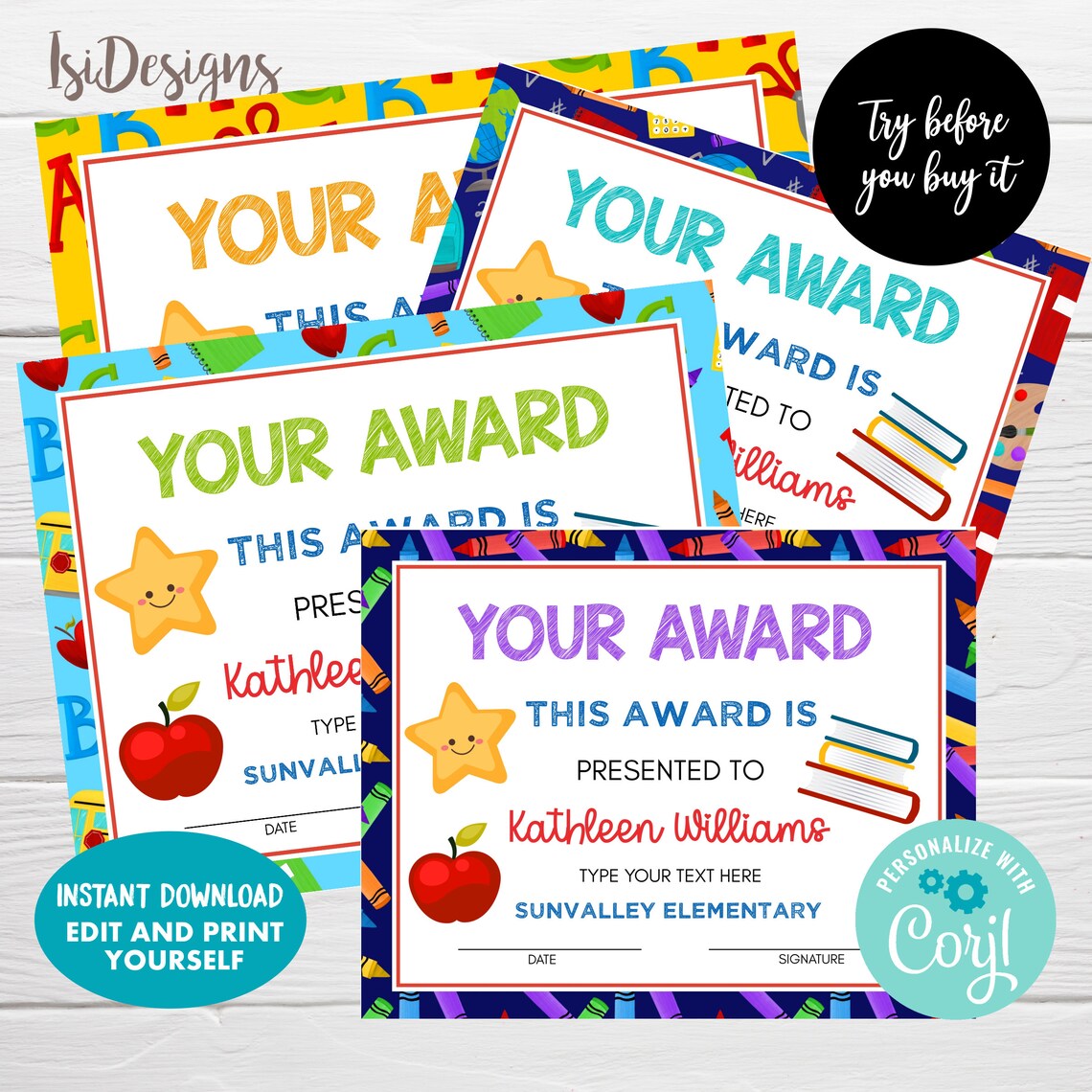 Editable Award Certificate, Instant Download, Printable Diploma ...