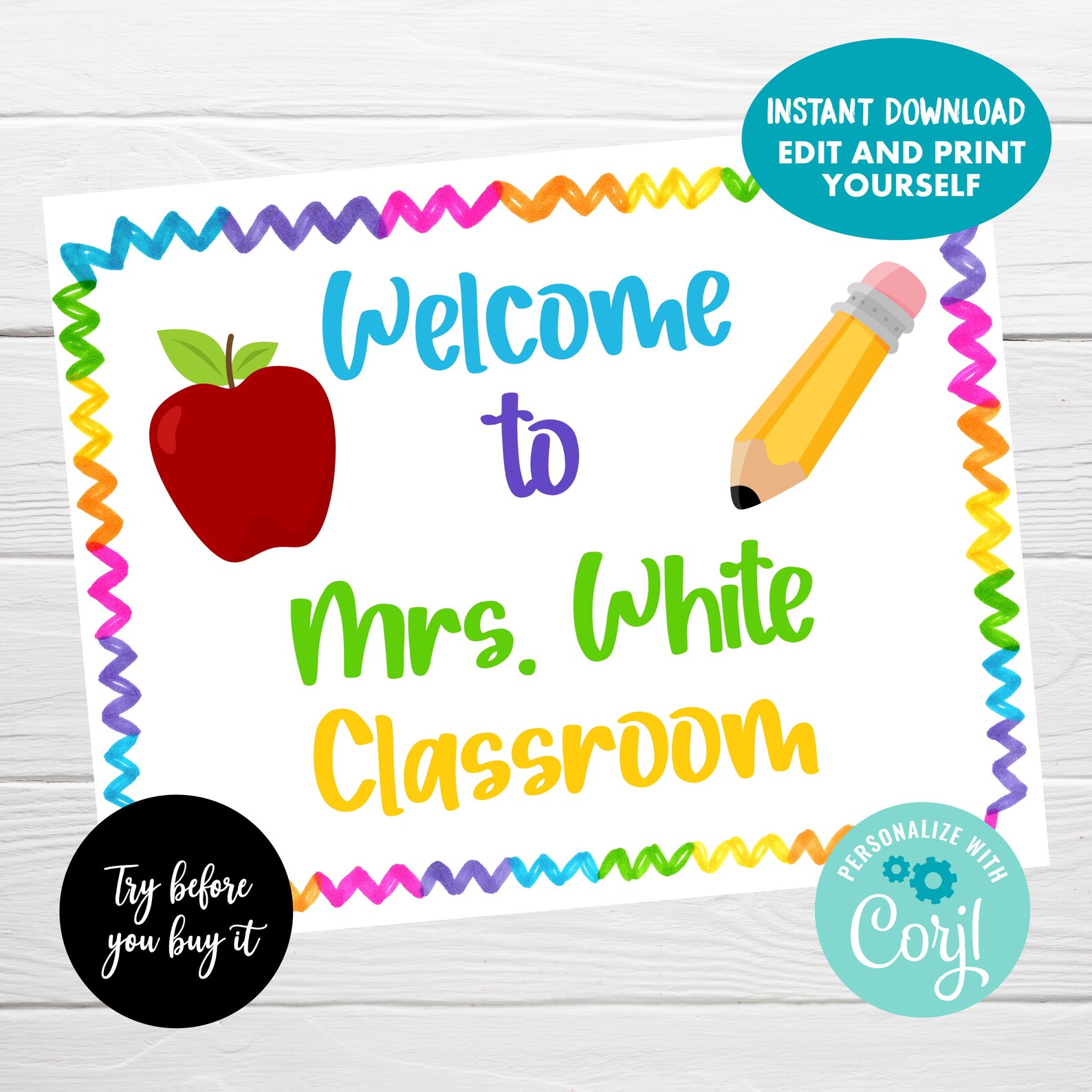 Editable Welcome Classroom Sign Instant Download Rainbow - Etsy