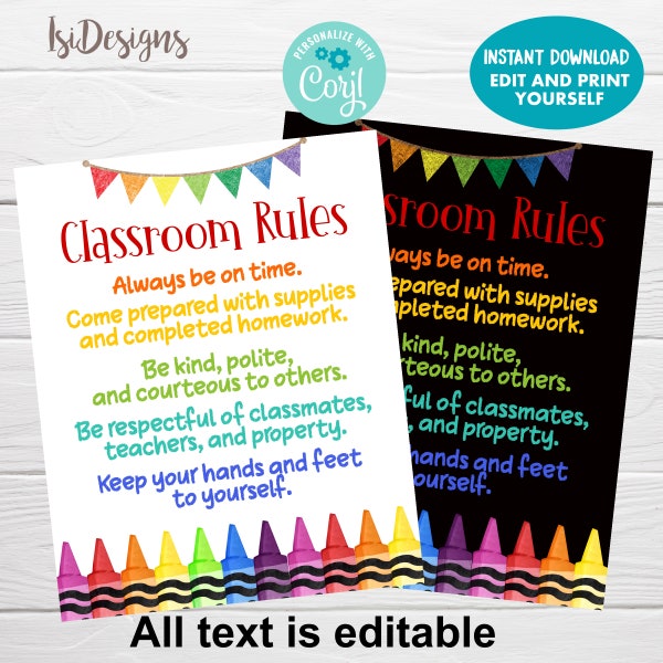 Classroom Rules Sign - Etsy