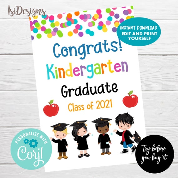Kindergarten Graduation Favor Tags, Instant Download, Editable Gift ...
