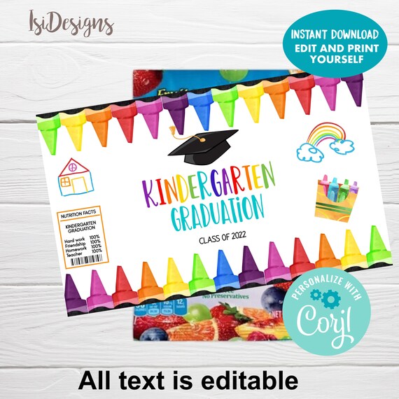 Fruit Snack Labels, Kindergarten Graduation Editable Snack Wrapper ...