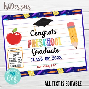 Editable End of the School Year Preschool Pre-k Kindergarten Graduation ...