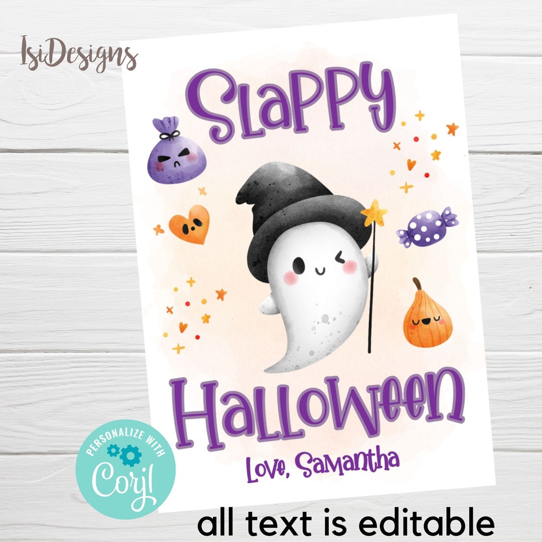 Slappy Halloween Gift Tag, Halloween Slap Bracelet Editable Card ...