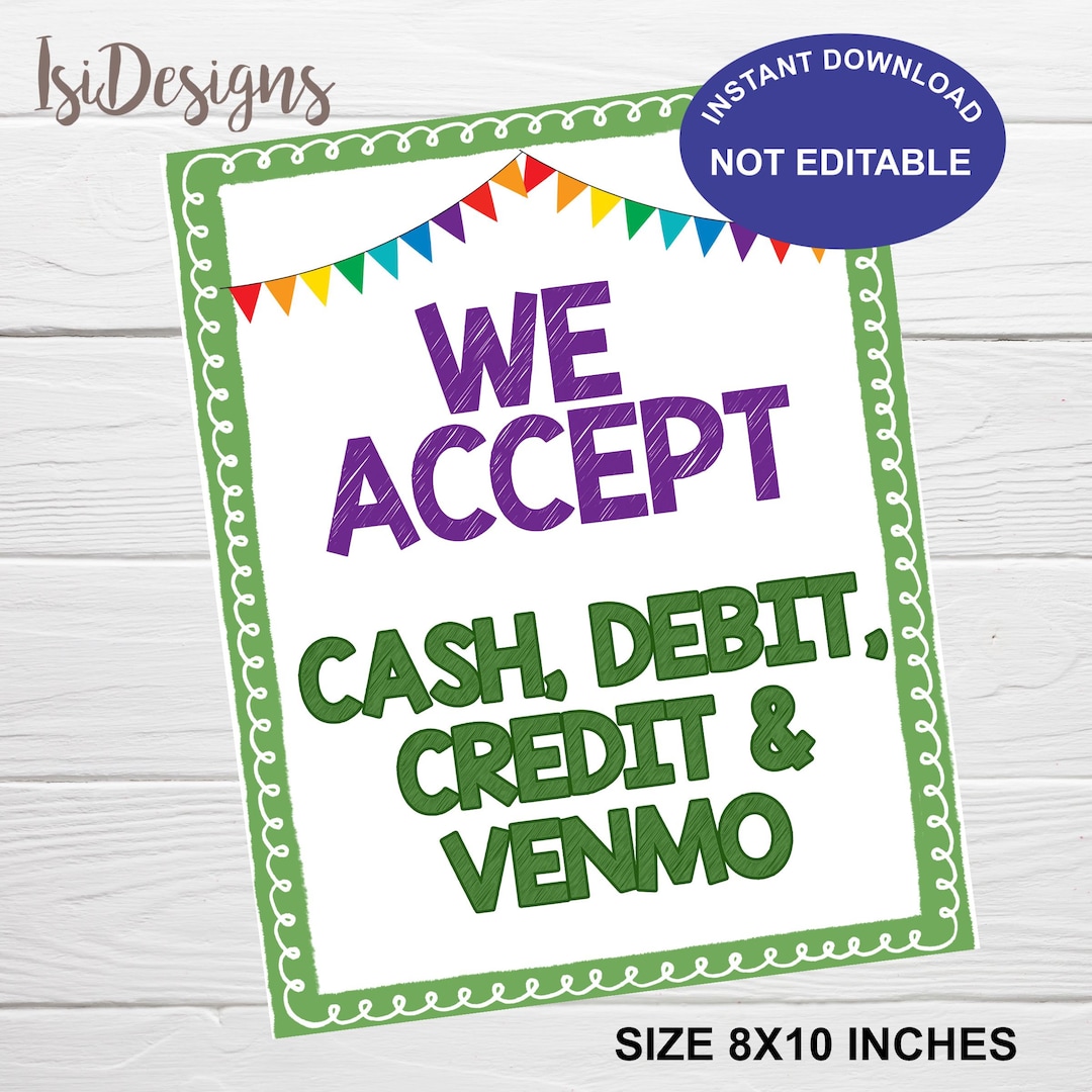 Vendor Payment Printable 8x10 Sign - Instant Download Cookie Booth ...