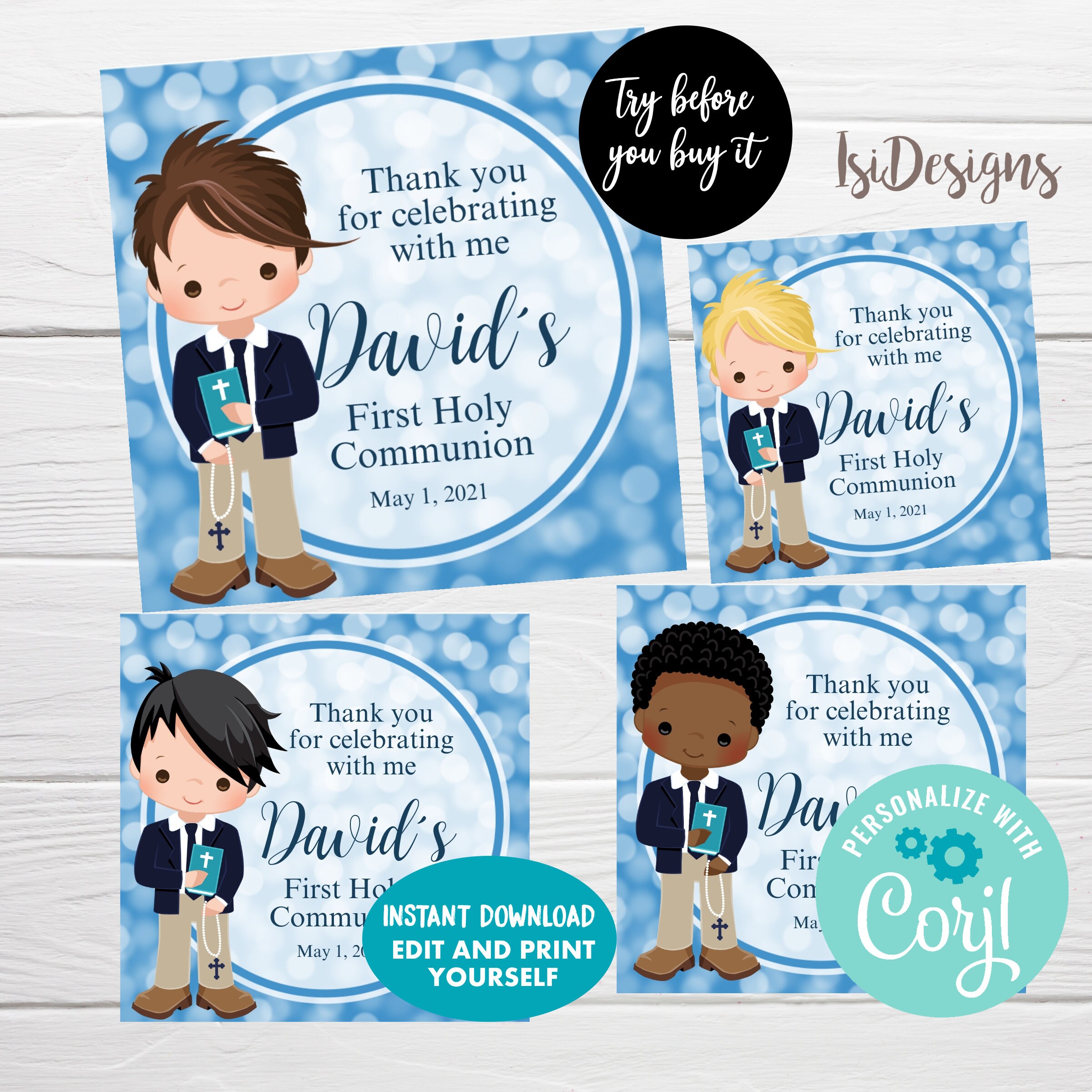 Communion Party Favors First Communion Boy Instant Download Holy ...