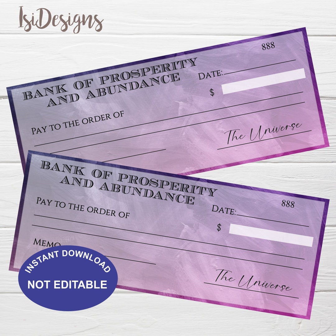 Money Manifestation Checks, Printable Money Attraction Check, Instant ...