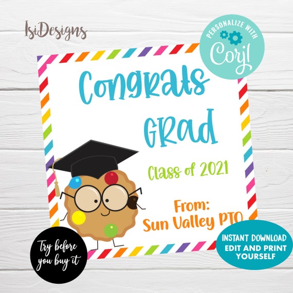 Graduation Favor Tags, Instant Download, Smart Cookie Gift Tags, Last ...