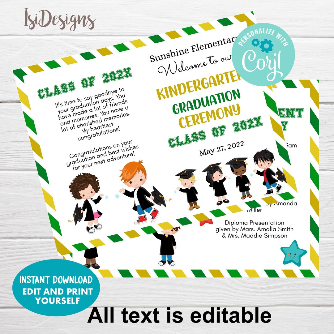 Kindergarten Graduation Ceremony Program, Preschool Graduation ...