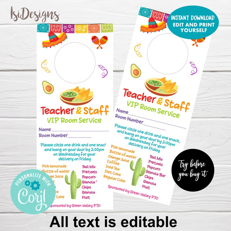 Nacho Average Teacher & Staff VIP Room Service Door Hanger - Etsy