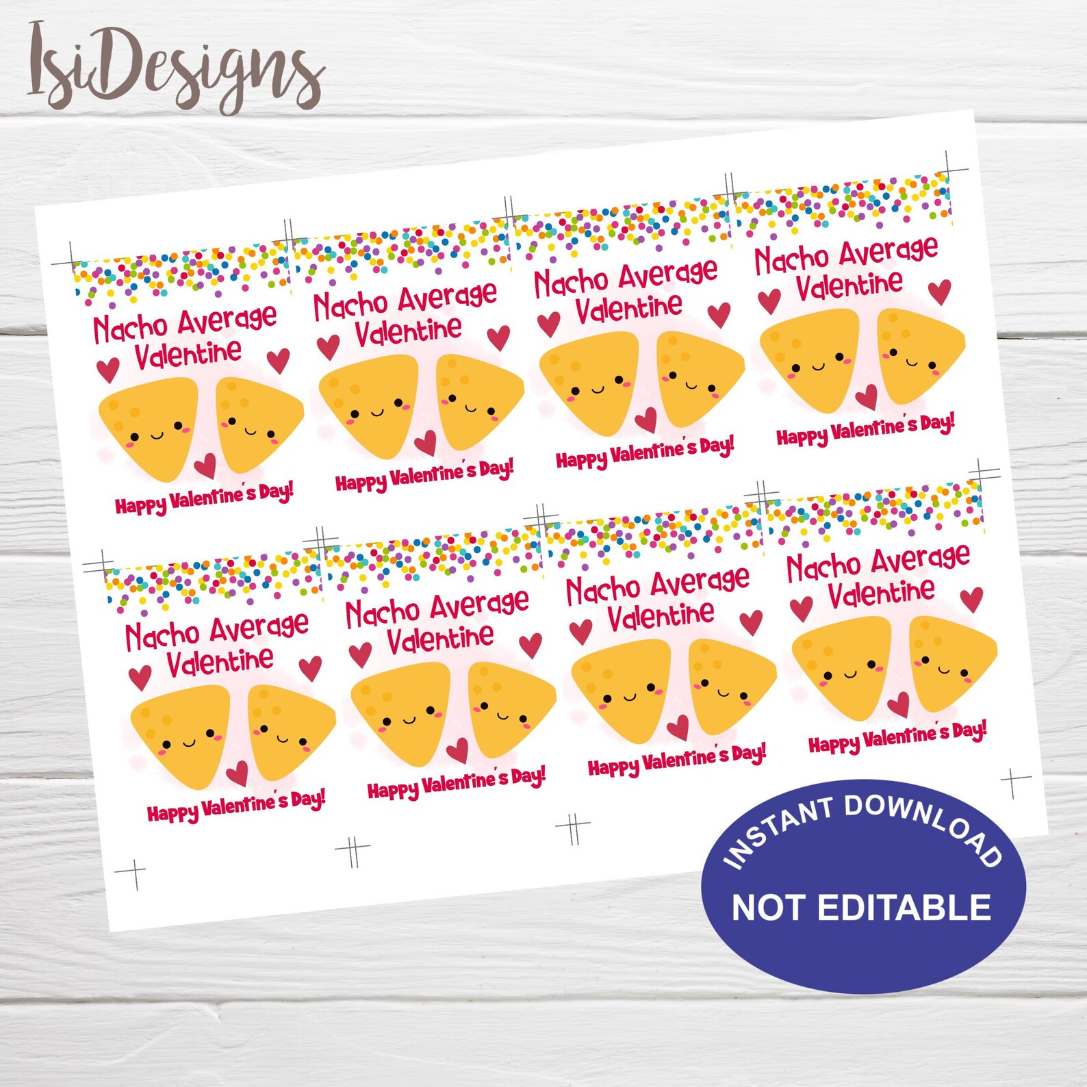 Nacho Average Valentine's Day Tags, Instant Download, Nacho Chips ...