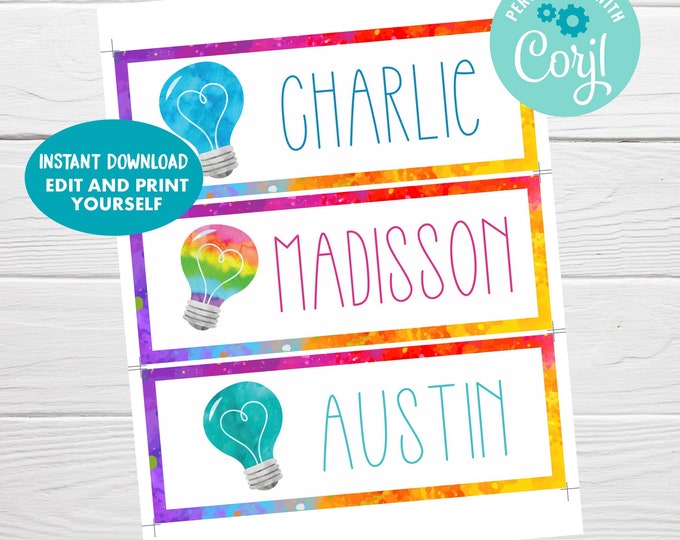 Editable Desk Labels Cubby Label Colorful School Name Tags - Etsy