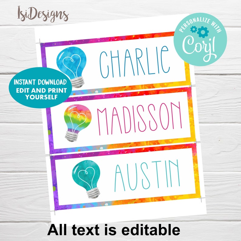 Editable Desk Labels Cubby Label Colorful School Name Tags - Etsy
