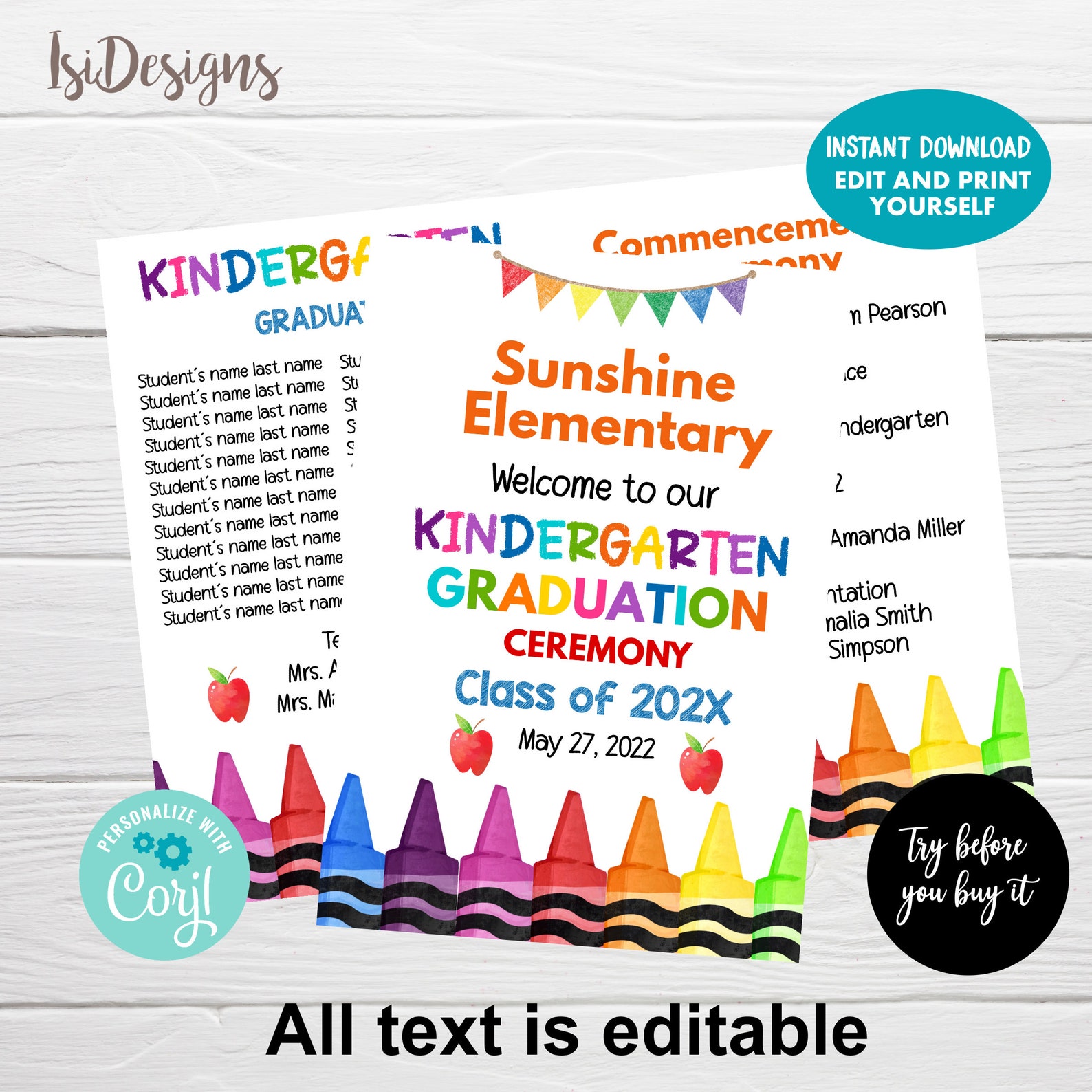Graduation Ceremony Program Editable Template Kindergarten - Etsy