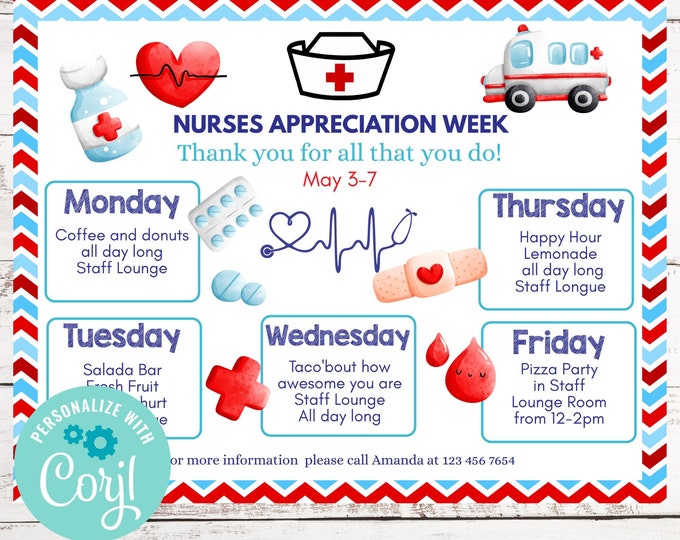 EDITABLE Lab Appreciation Week Itinerary Poster, Printable Digital File ...