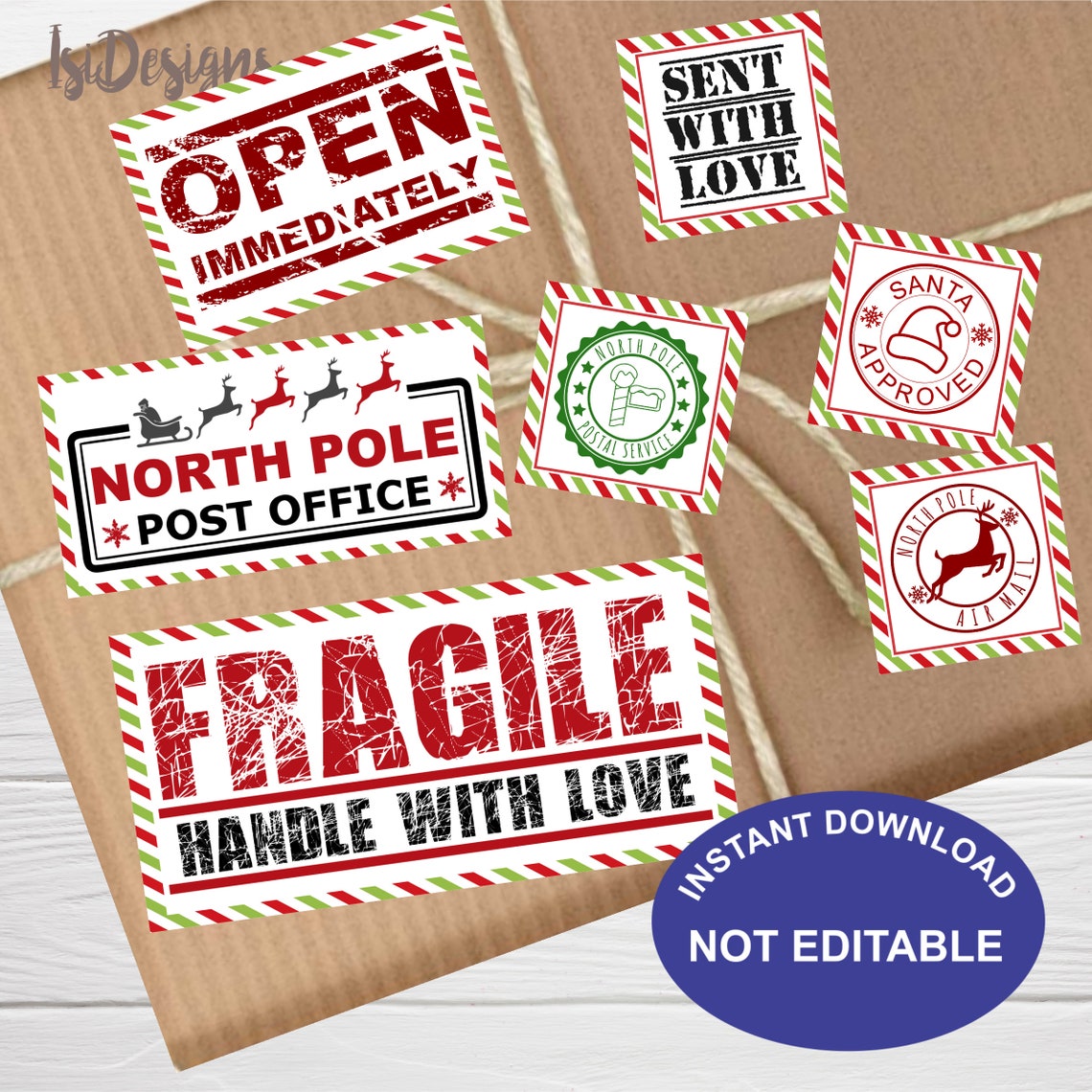Christmas Printable Shipping Labels Stickers Post Stamps - Etsy