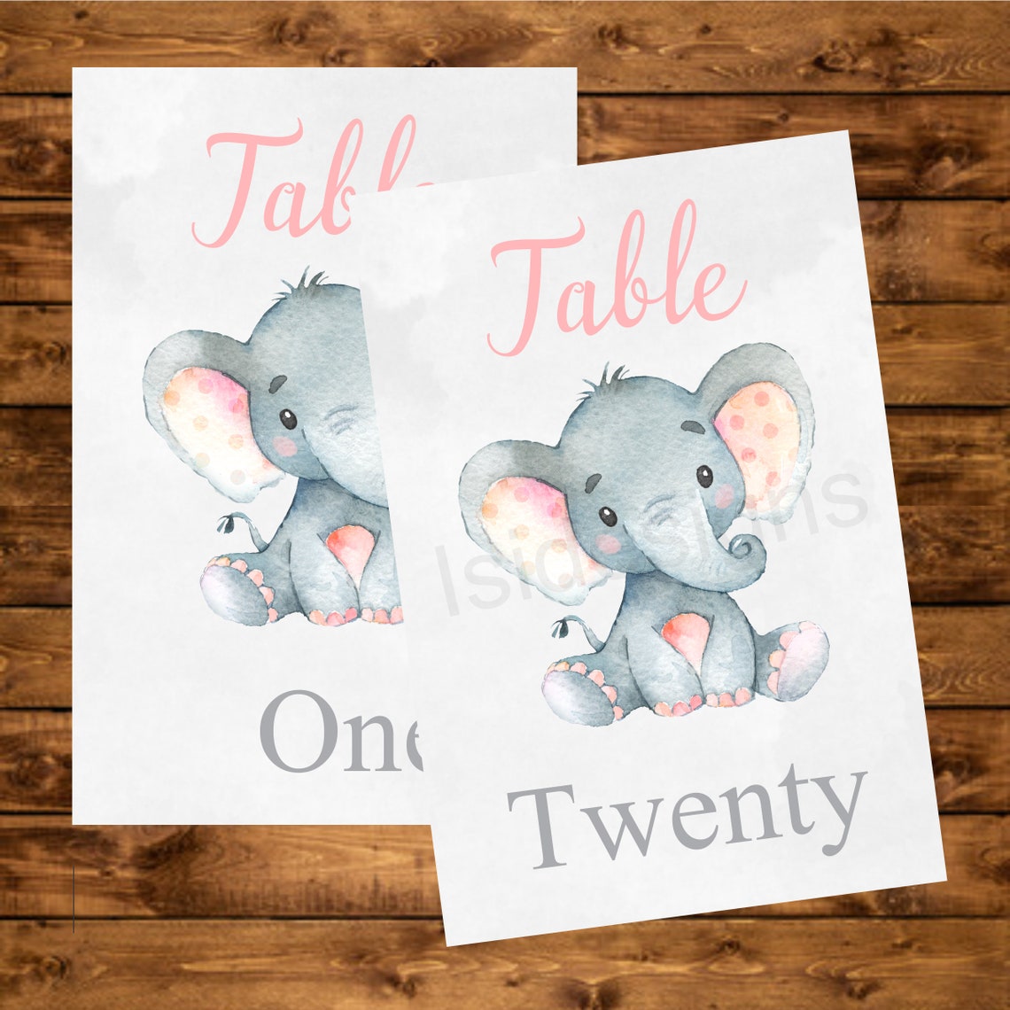 Elephant Printable Table Numbers Instant Download Pink and | Etsy