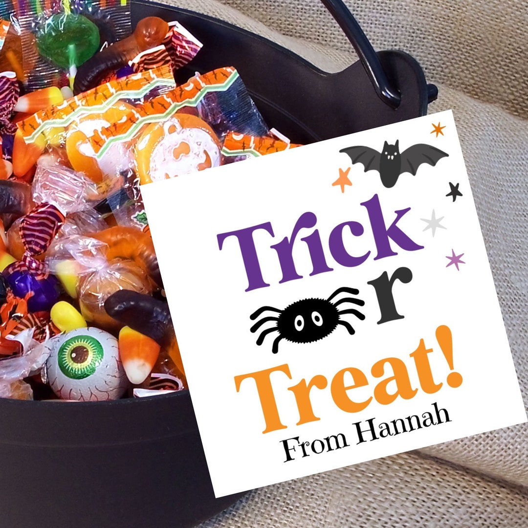Editable Trick or Treat Gift Tag | Happy Halloween Favor Tag | Treat ...