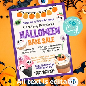 Halloween Bake Sale Flyer, Editable Halloween Fundraiser Event, Fall ...