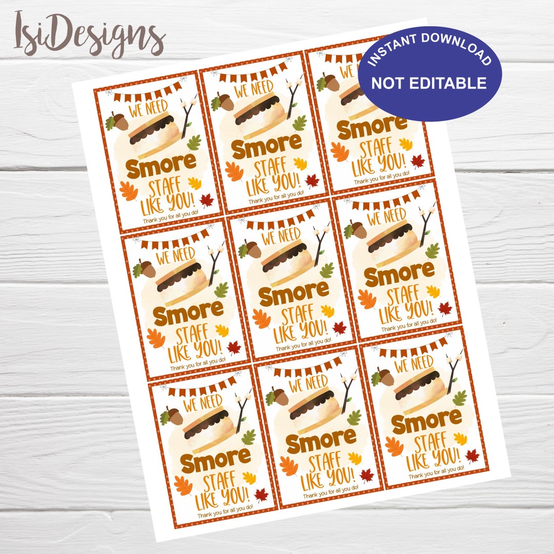 Fall S'mores Gift Tags, Instant Download, Fall Smore Appreciation ...