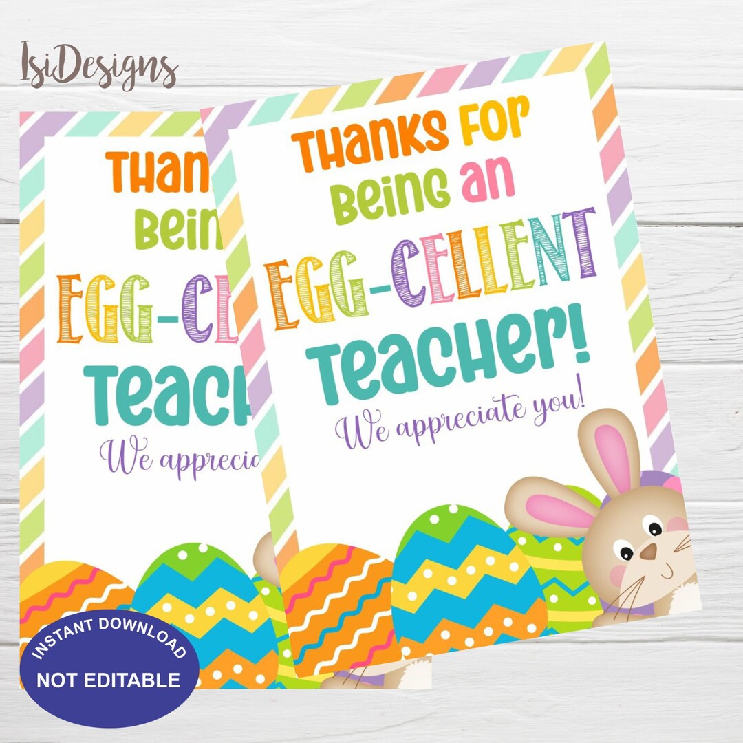 Eggcellent Easter Appreciation Printable Tag, PTA PTO School Easter Egg ...