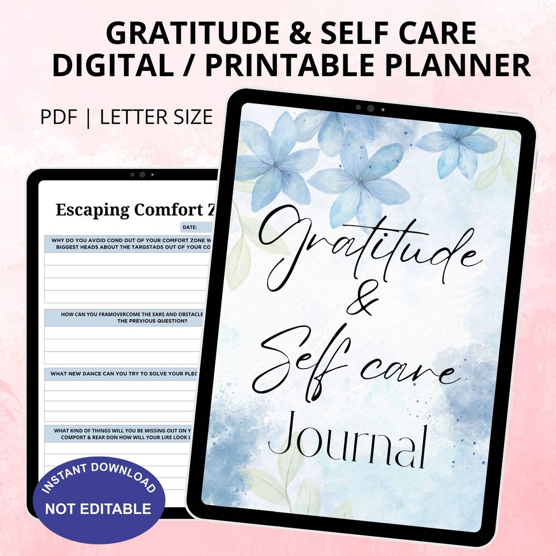 Gratitude Self Care Journal Mindset Digital Planner Printable 50 Pages ...