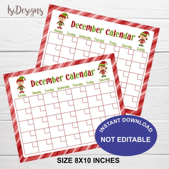 December Elf Activities Calendar, Elf Planning, Instant Download, Elf ...