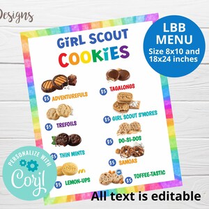 Editable LBB Girl Scout Cookie Menu, 2024 Printable Cookie Sale Price ...