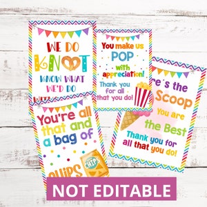 Appreciation Treats and Snacks Gift Tags, Instant Download, Teacher ...