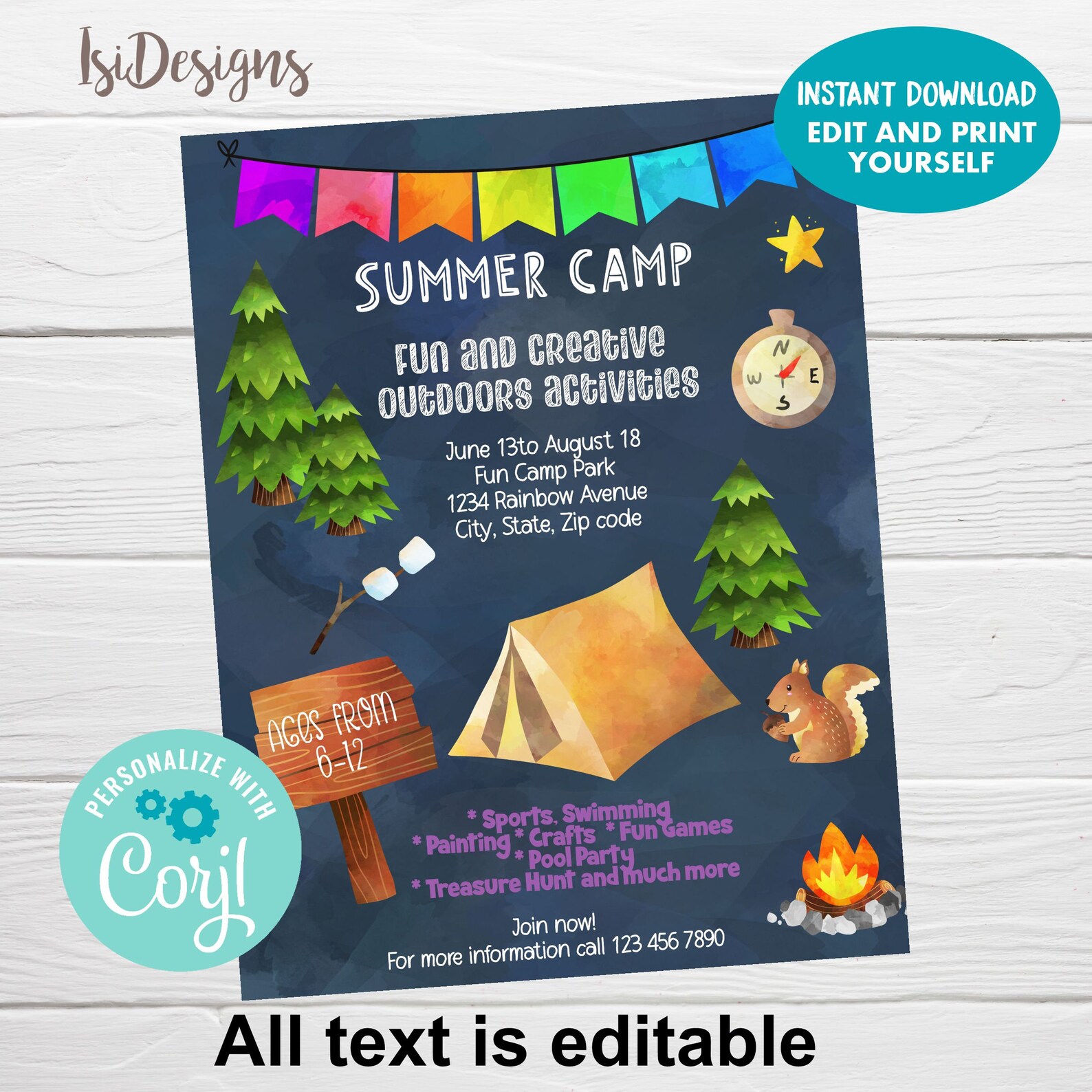 Summer Camp Flyer Editable Summer Activities Poster - Etsy