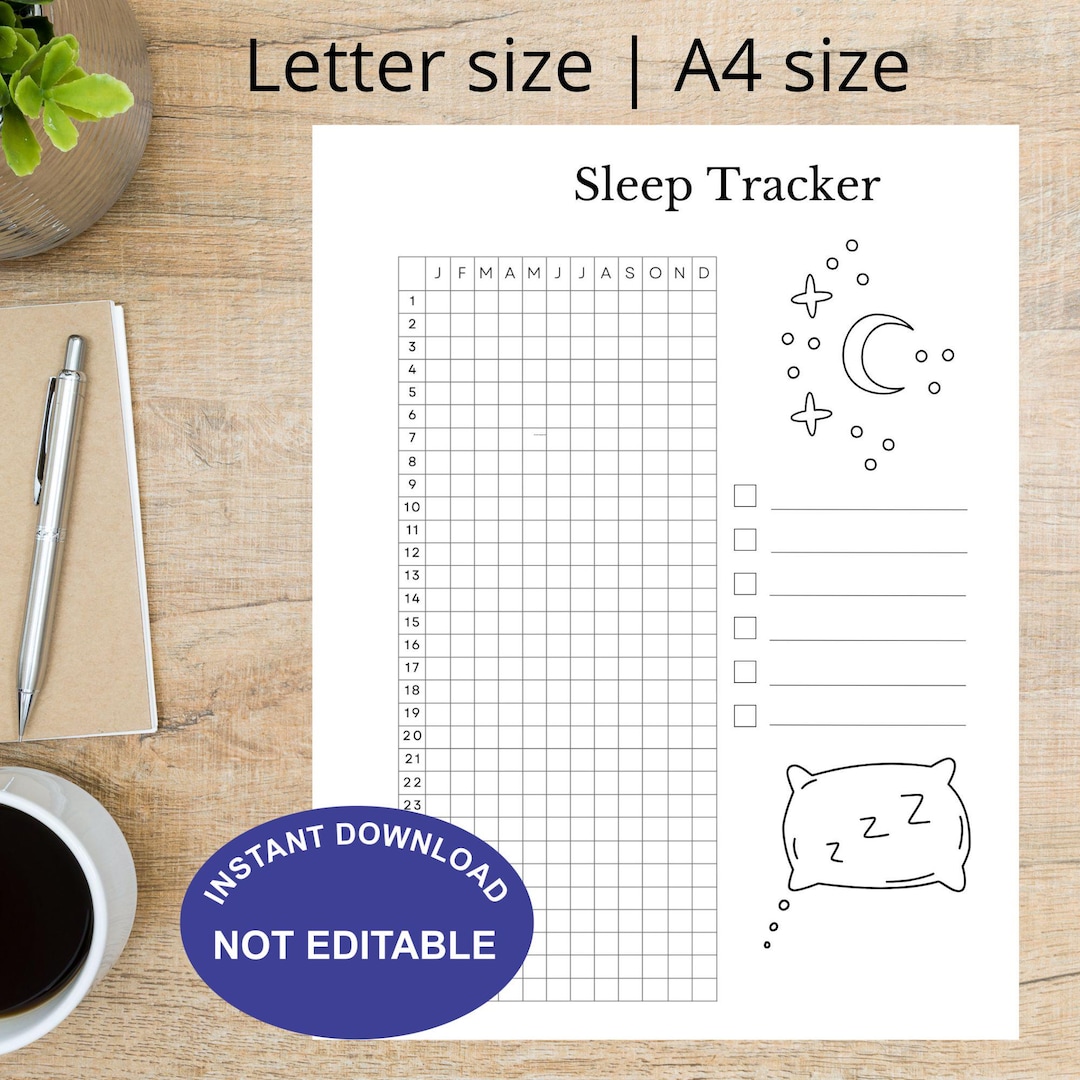Printable Sleep Tracker Journal Page - Track Sleep Quality & Cycle ...