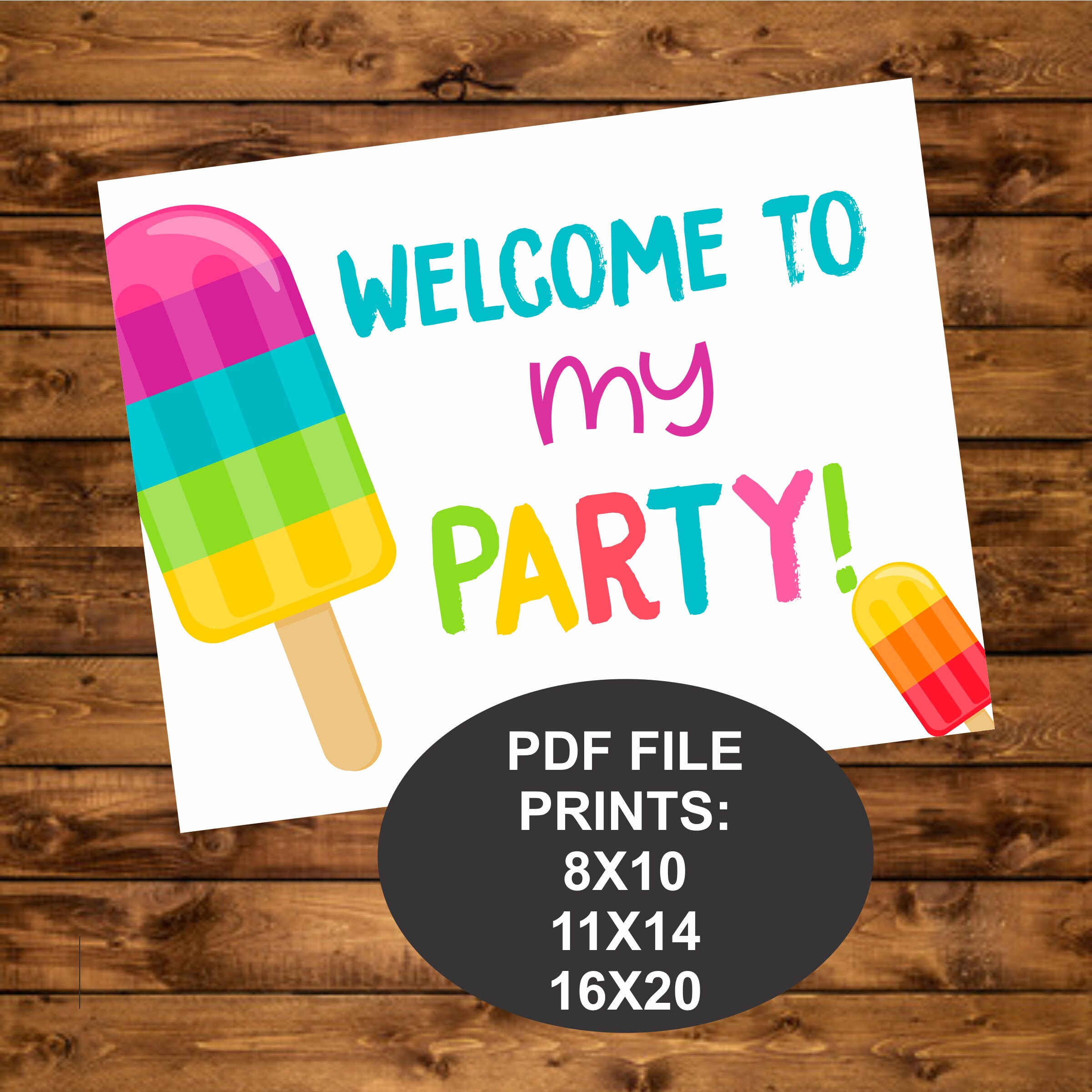 Paper & Party Supplies Party Supplies Popsicle Birthday Welcome Sign ...