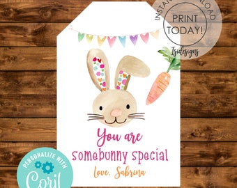 Easter Bunny Gift Tags Editable Easter Favor Tags Instant | Etsy