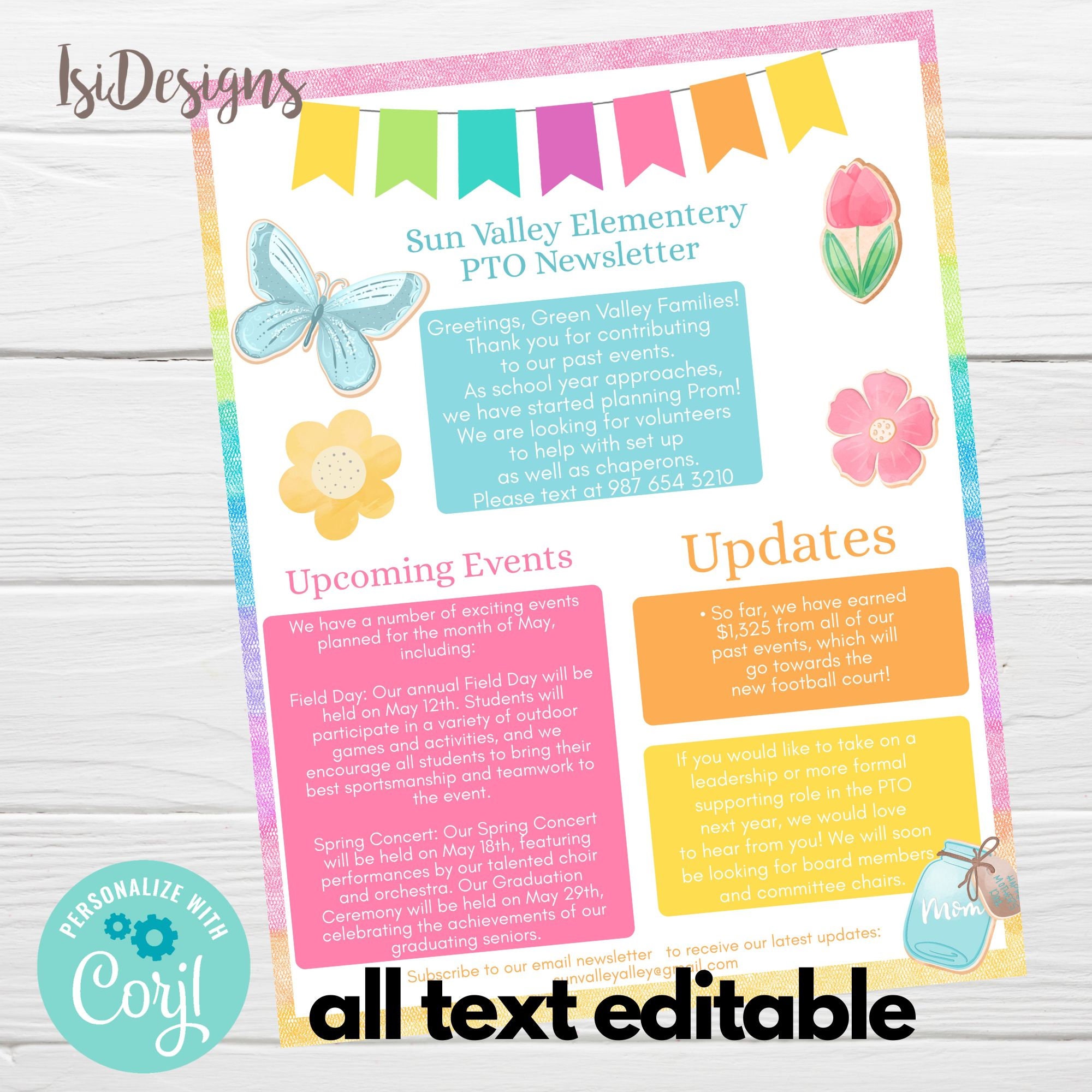 May PTO PTA Newsletter, School Editable Flyer, Instant Download ...
