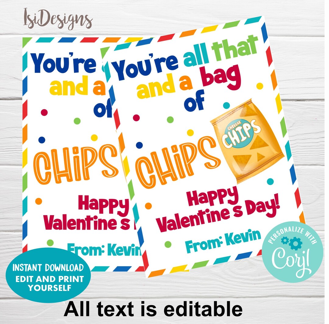 You're All That and a Bag of Chips Valentine Gift Tag - Etsy