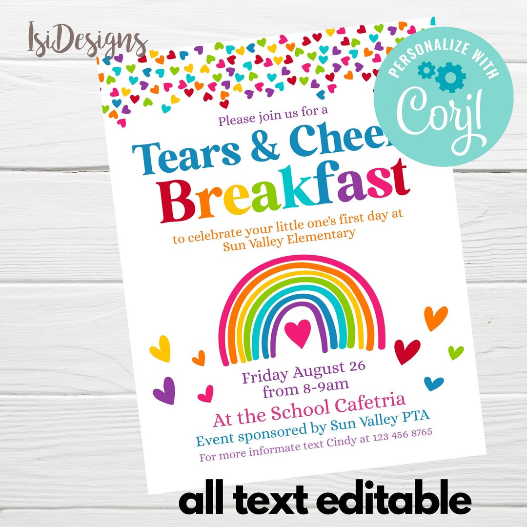 PTO Tears and Cheers Breakfast Flyer, Back to School Flyer Template ...
