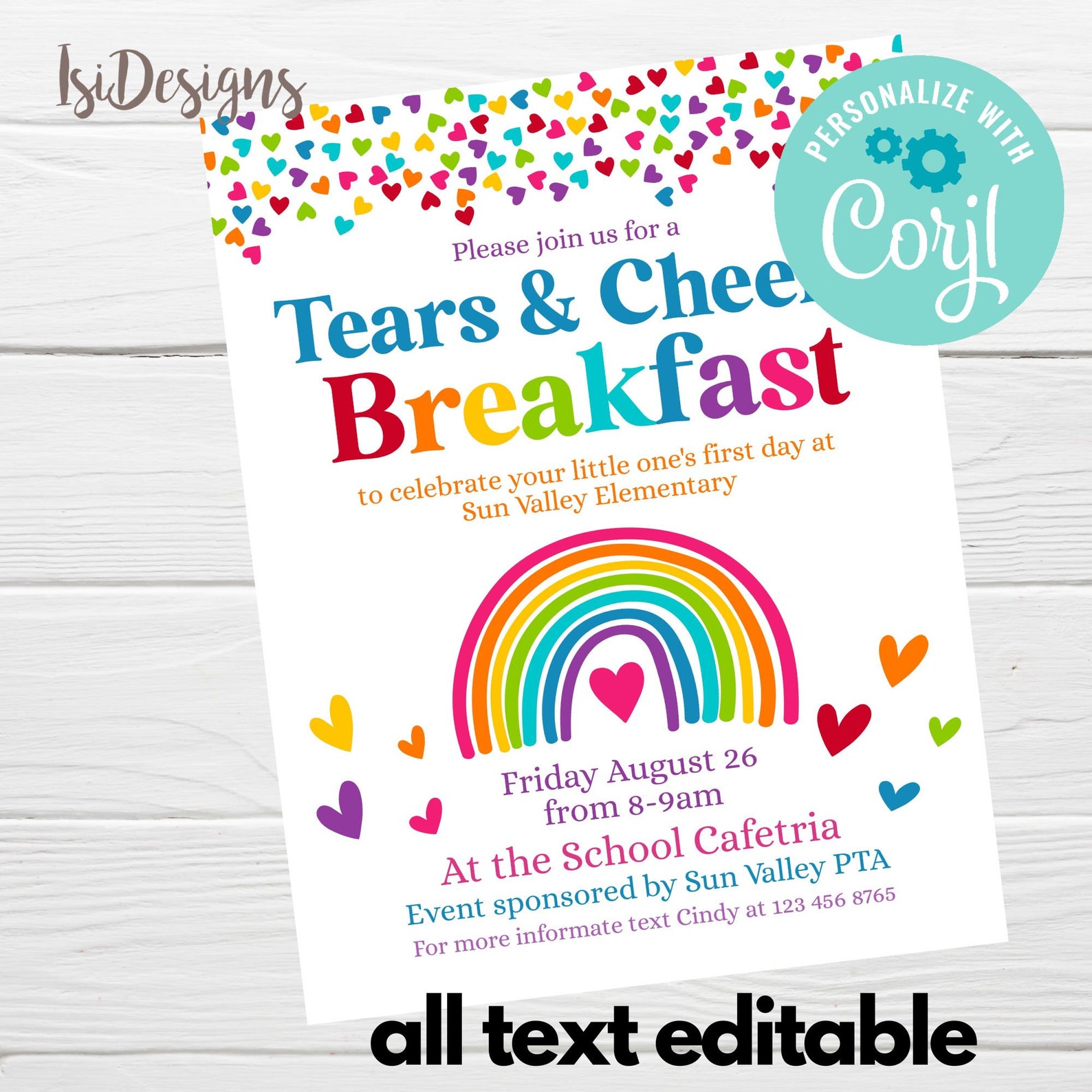 PTO Tears and Cheers Breakfast Flyer, Back to School Flyer Template ...