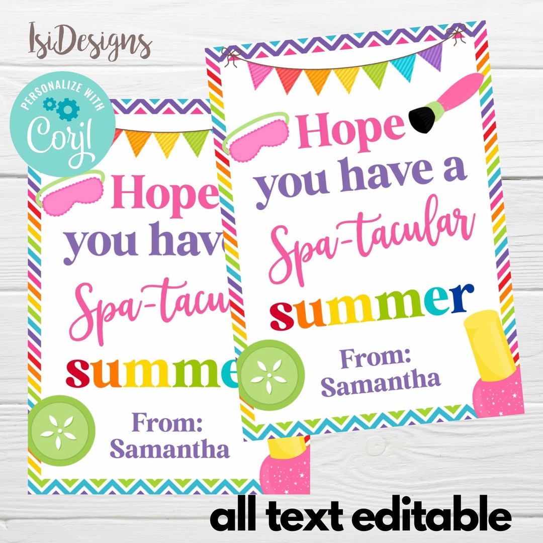 Hope You Have a Spa-tacular Summer Appreciation Gift Tags, Teacher ...