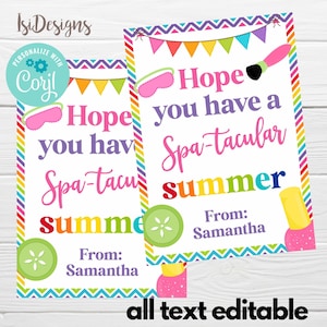 Hope You Have a Spa-tacular Summer Appreciation Gift Tags, Teacher ...