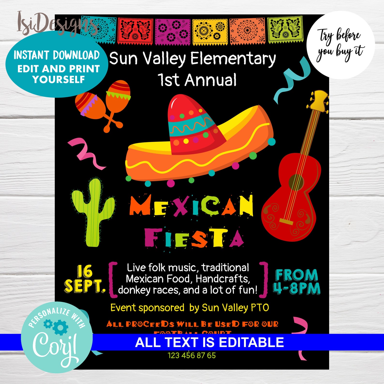 Mexican Fiesta Fundraiser Event Template, Instant Download, Mexican ...