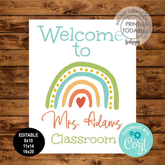 Editable Classroom Sign, Instant Download by Isi Designs | Catch My Party