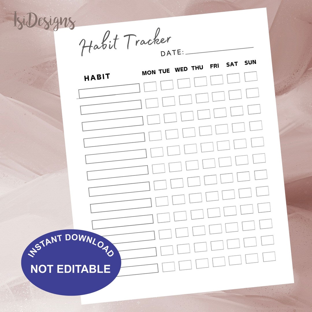 Weekly Habit Tracker, Printable Template, Fill in Routine Tracker, PDF ...