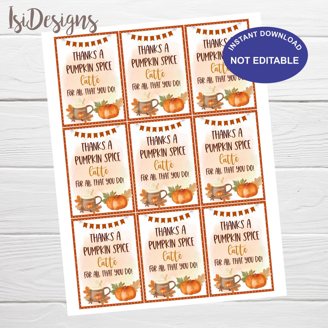 Fall Appreciation Thank You Tags, Download, Teacher PTO/PTA Nurse ...
