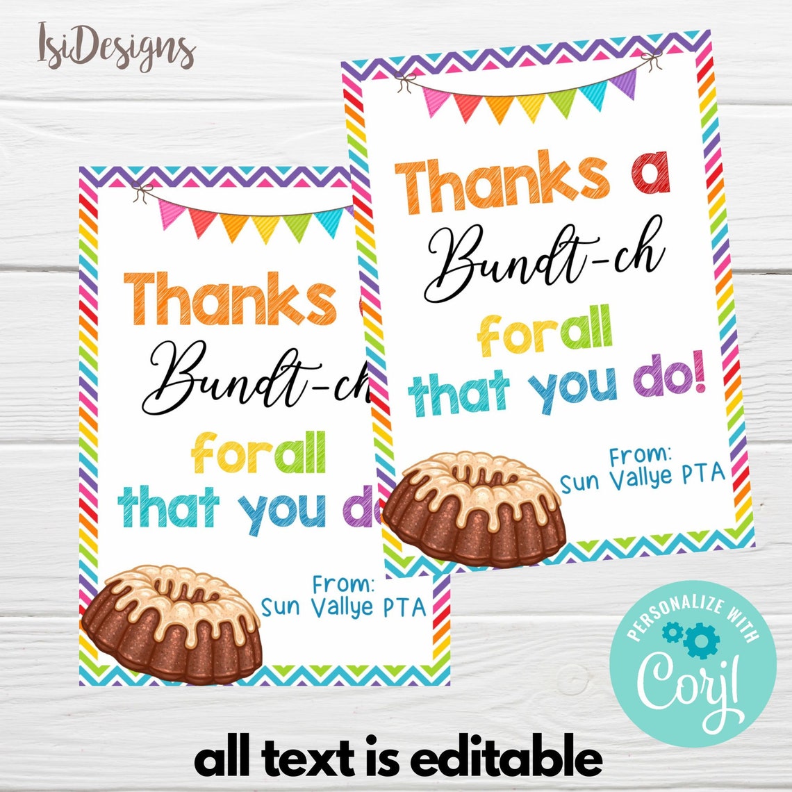 Thanks a BUNDT-CH for All That You Do Appreciation Tag, Bundt Cake ...