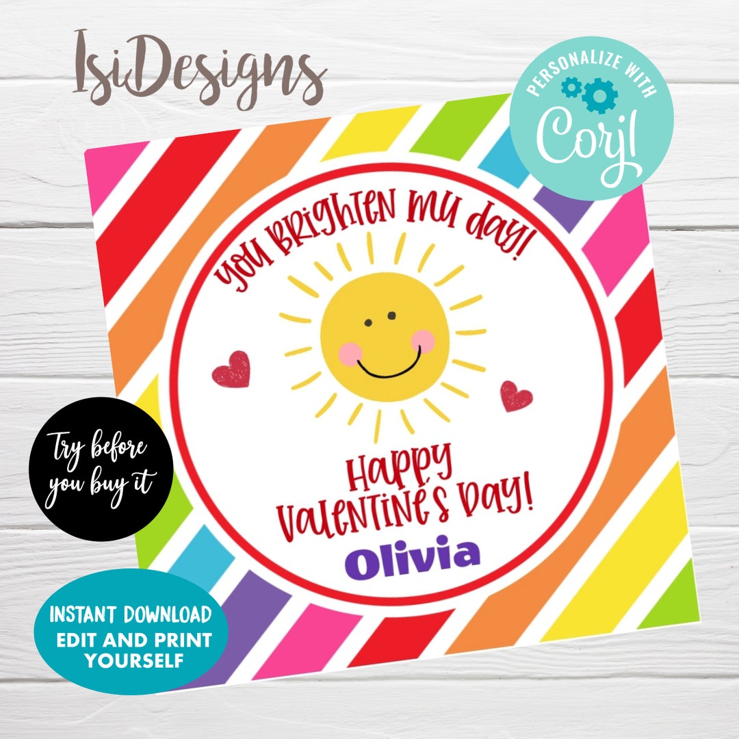 Valentine's Day Tags, Instant Download, Editable Valentine's Day You ...