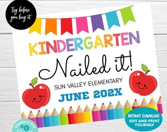 EDITABLE DATE Kindergarten Graduation Photo Prop, Last Day End of ...