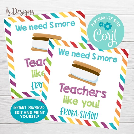 We need S'more Teachers like you appreciation gift tag, Teacher, Nurse ...